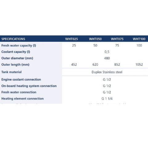 VETUS STANDARD TWIN COIL CALORIFIER TYPE WHT